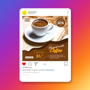 Editable Coffee Flyer / Cafe Flyer Design / Coffee Instagram Post ...