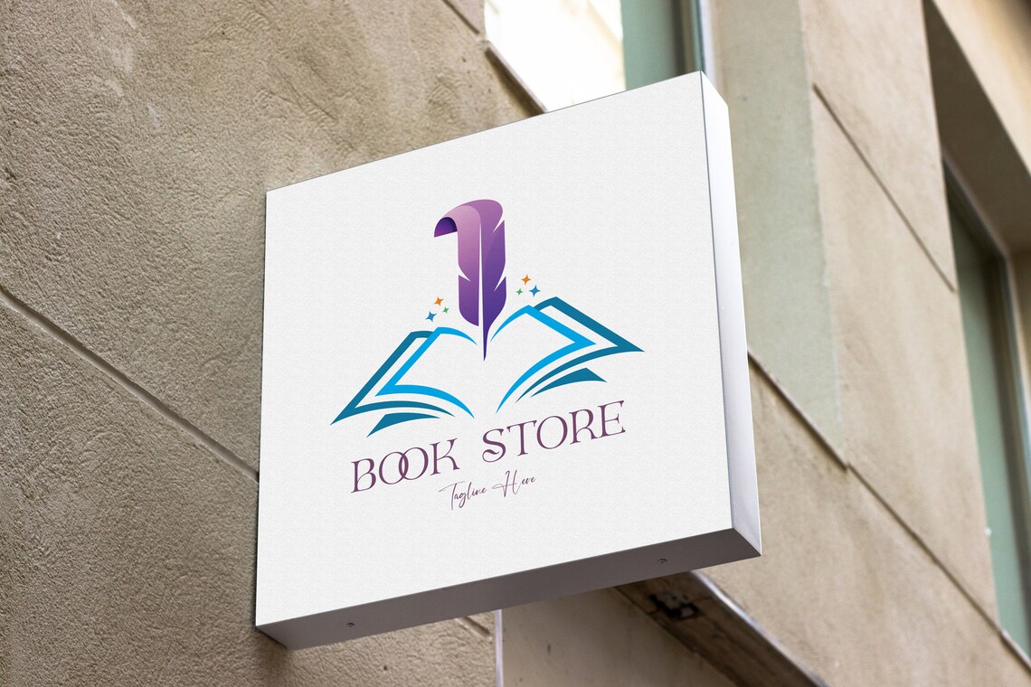 Premade Book Logo Design / Open Book Clipart / Editable Logo for Book ...