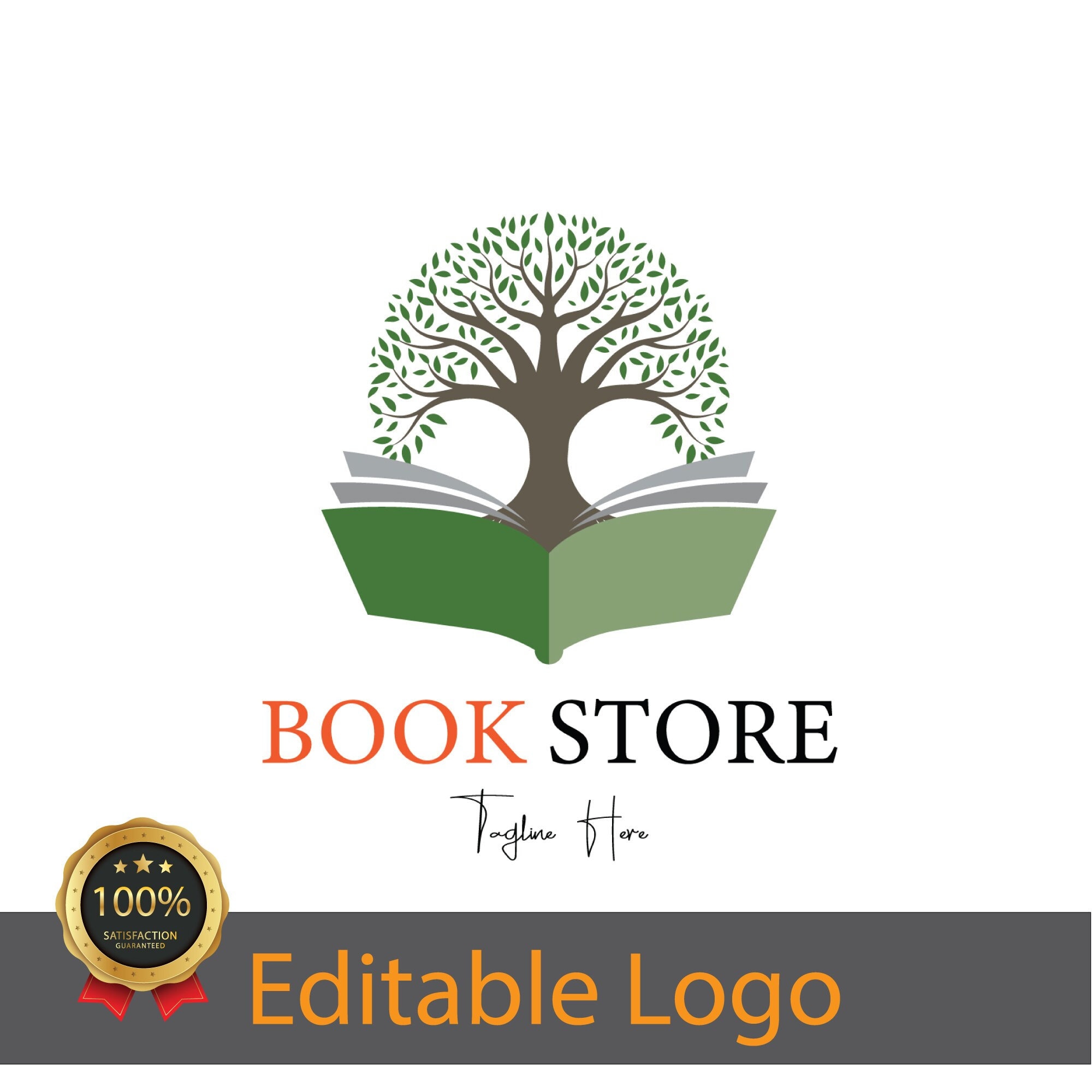 Book Logo Design / Book Shop Logo / Editable Book Store Logo / Book Branding Logo Design / Book ...