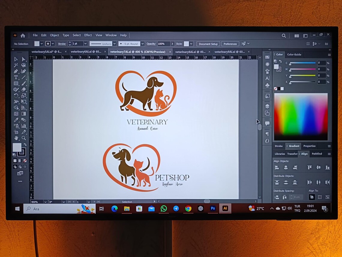 Modern Vet Clinic Logo Design: Customizable Animal Hospital Branding - Etsy