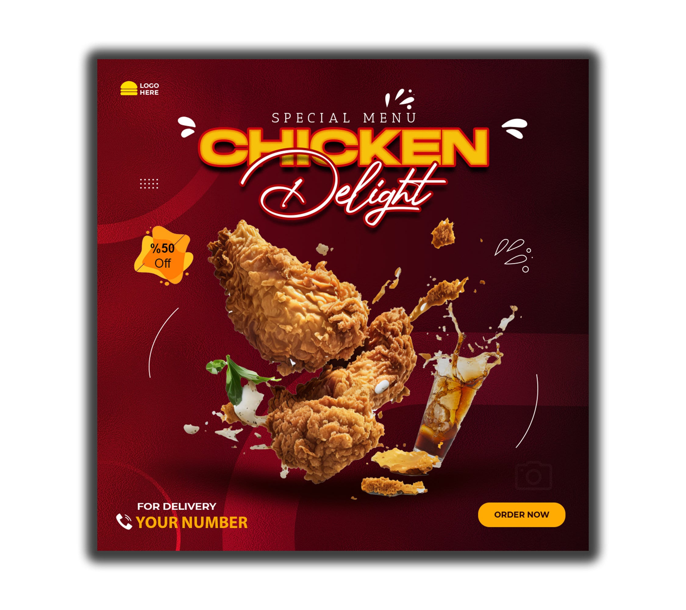 Fried Chicken Flyer / Chicken Fries Marketing Social Media / Restaurant ...