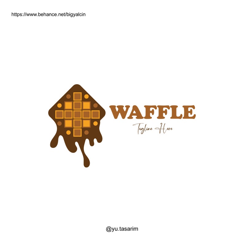 Waffle Logo Design / Editable Cake Logo / Waffle Shop Logo / Dessert ...