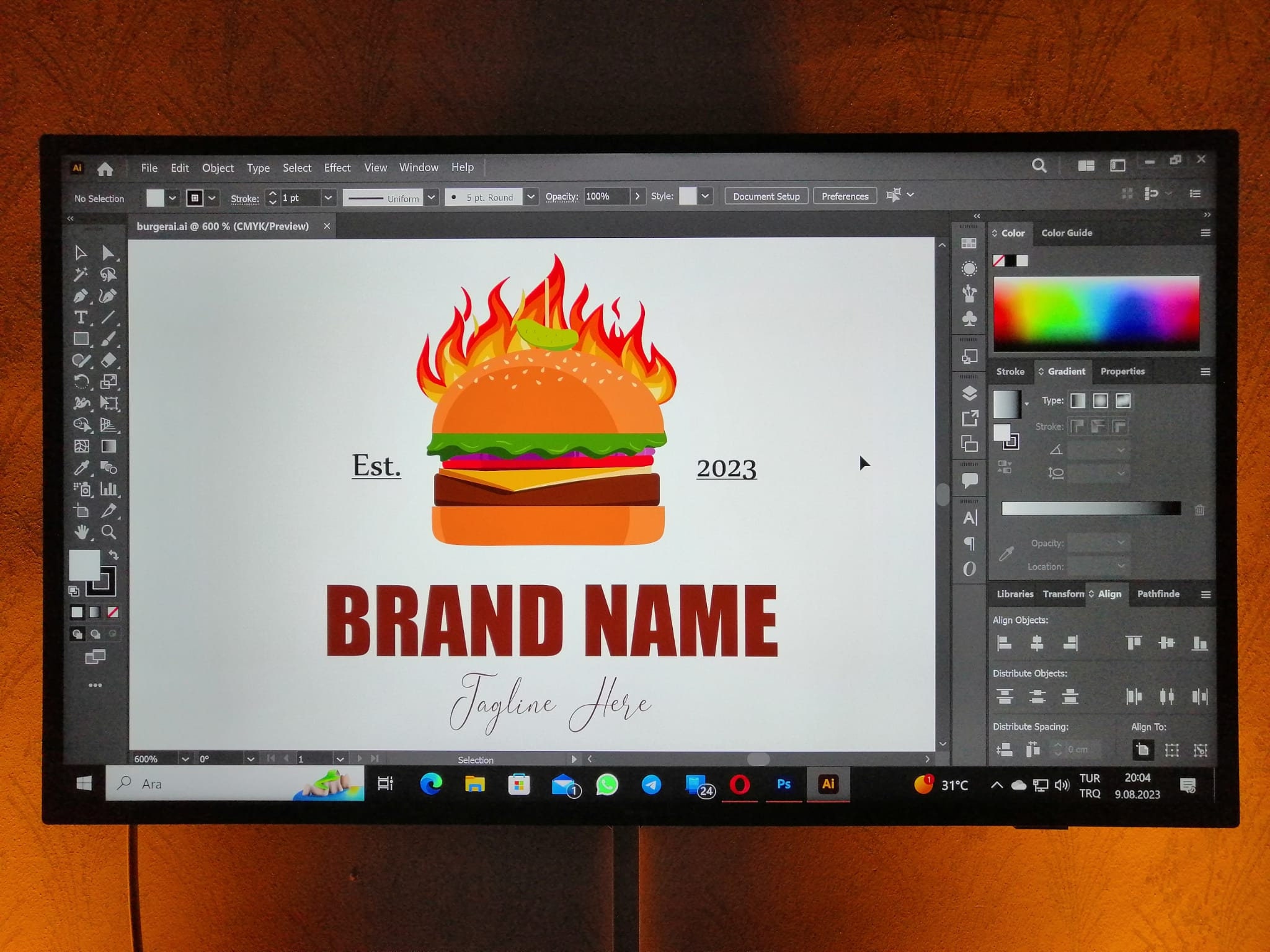 Editable Burger Logo Design, Fast Food Branding - Etsy