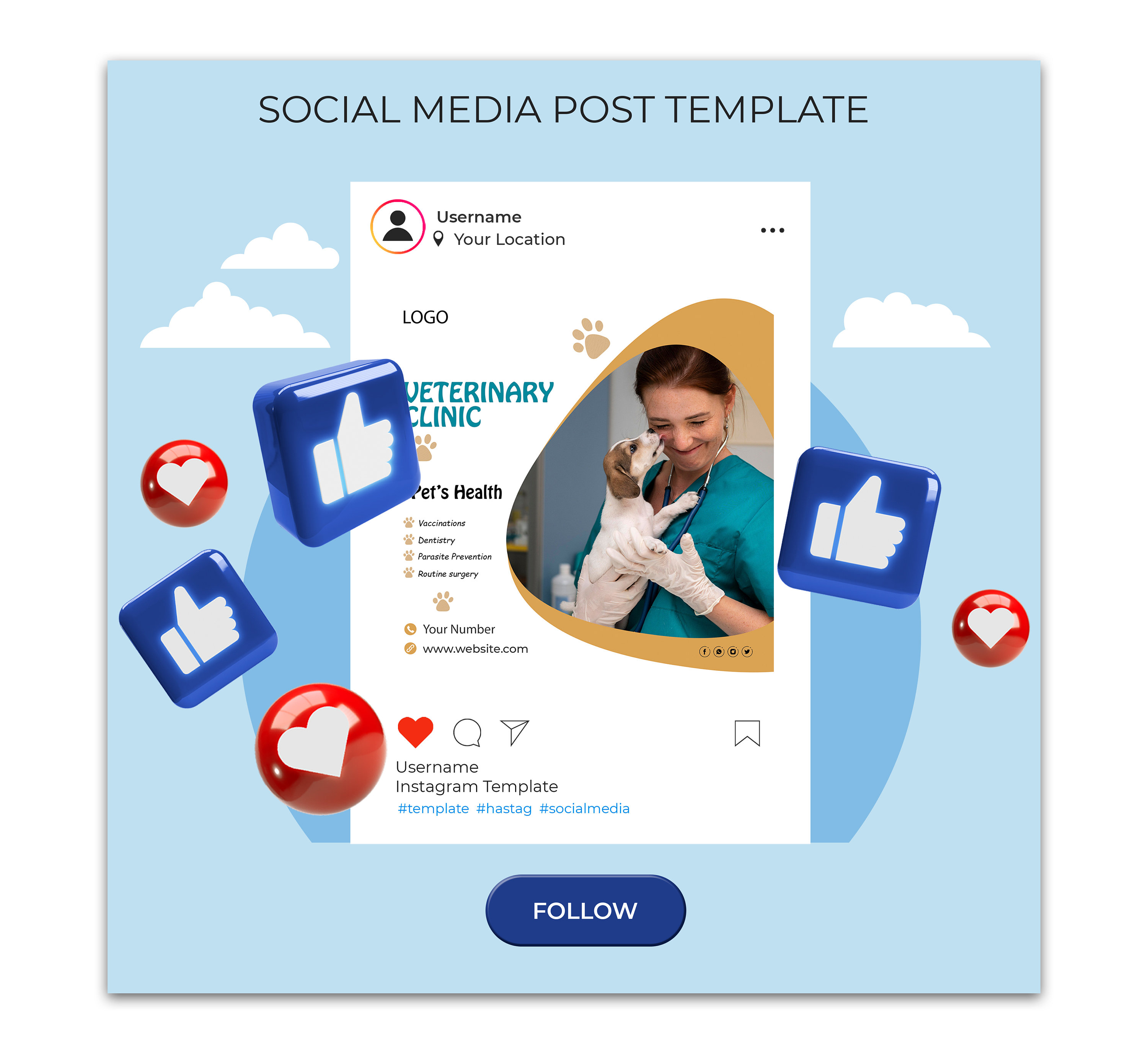 Veterinary Flyer / Pet Care Flyer Design / Animal Care Social Media ...