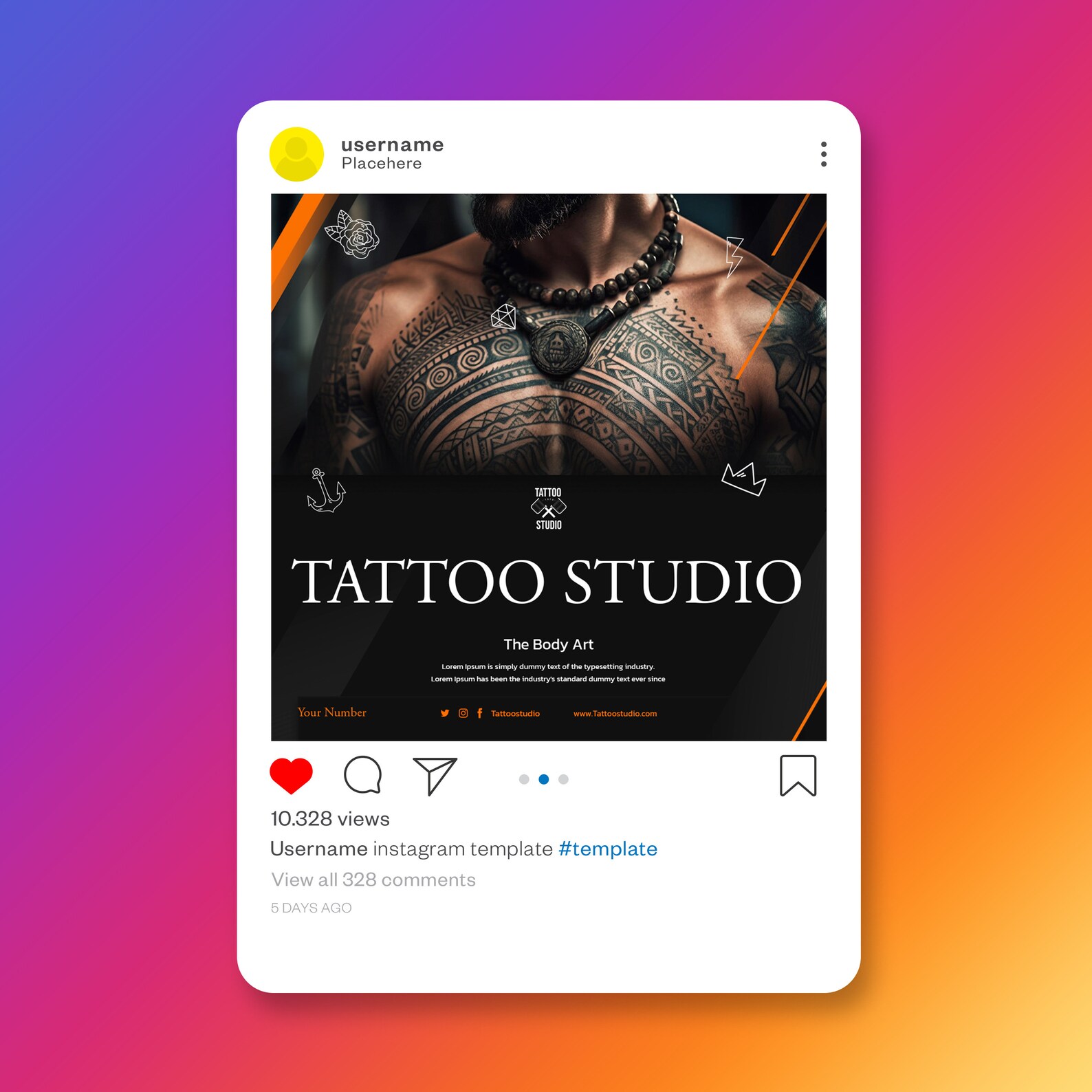Tattoo Flyer Design / Tattoo Studio İnstagram Post / Tattoo Artist ...