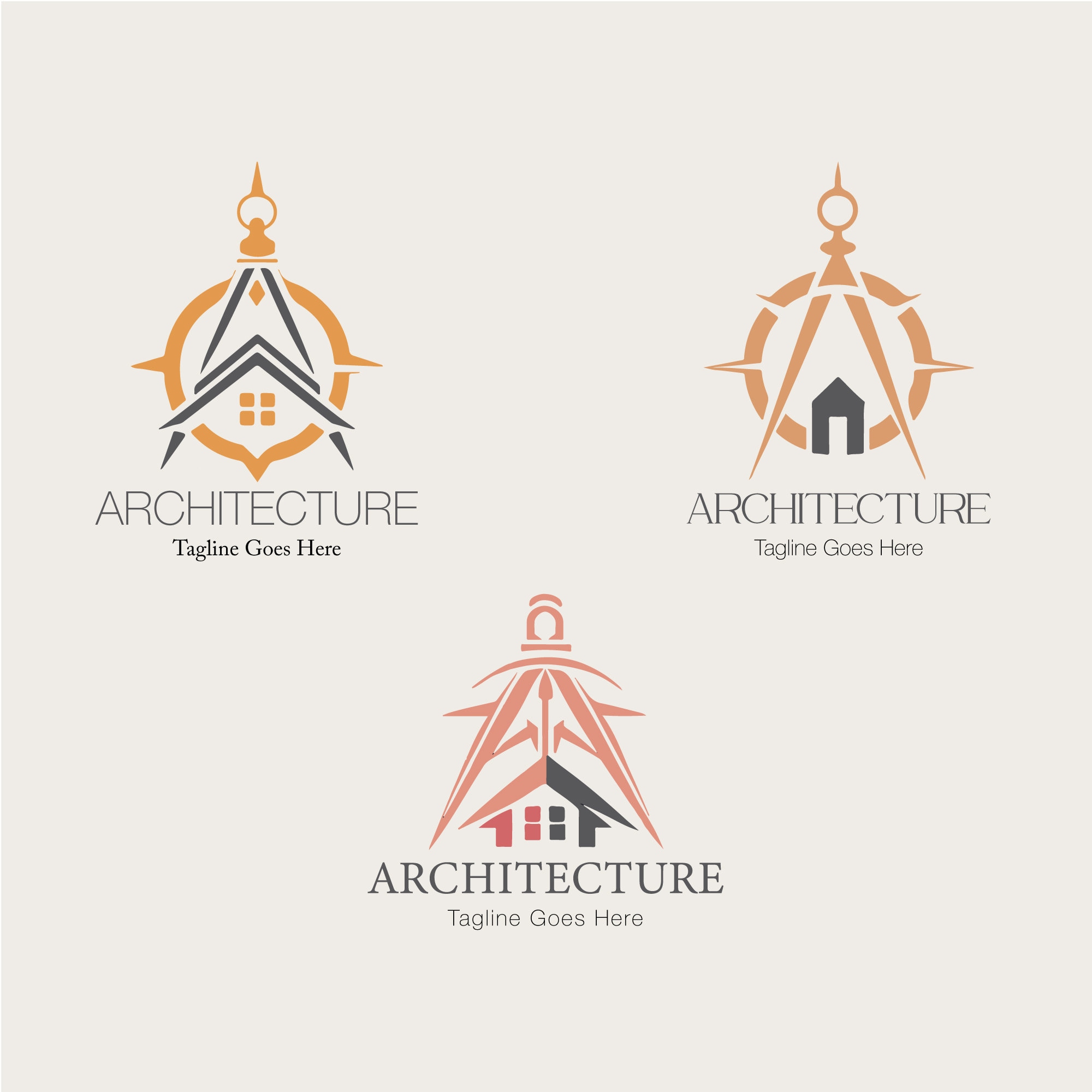Professional Architect Logo Set Featuring Stylish Compass Designs ...