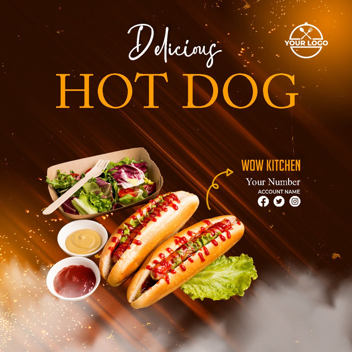 Hot Dog Flyer Design / Fast Food Instagram Post / Restaurant - Etsy