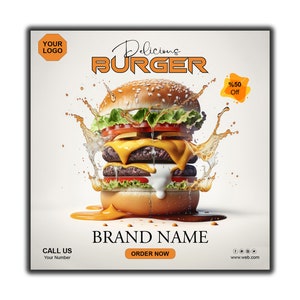Burger Shop Flyer / Burger Fast Food Menu / Burger Marketing Social ...