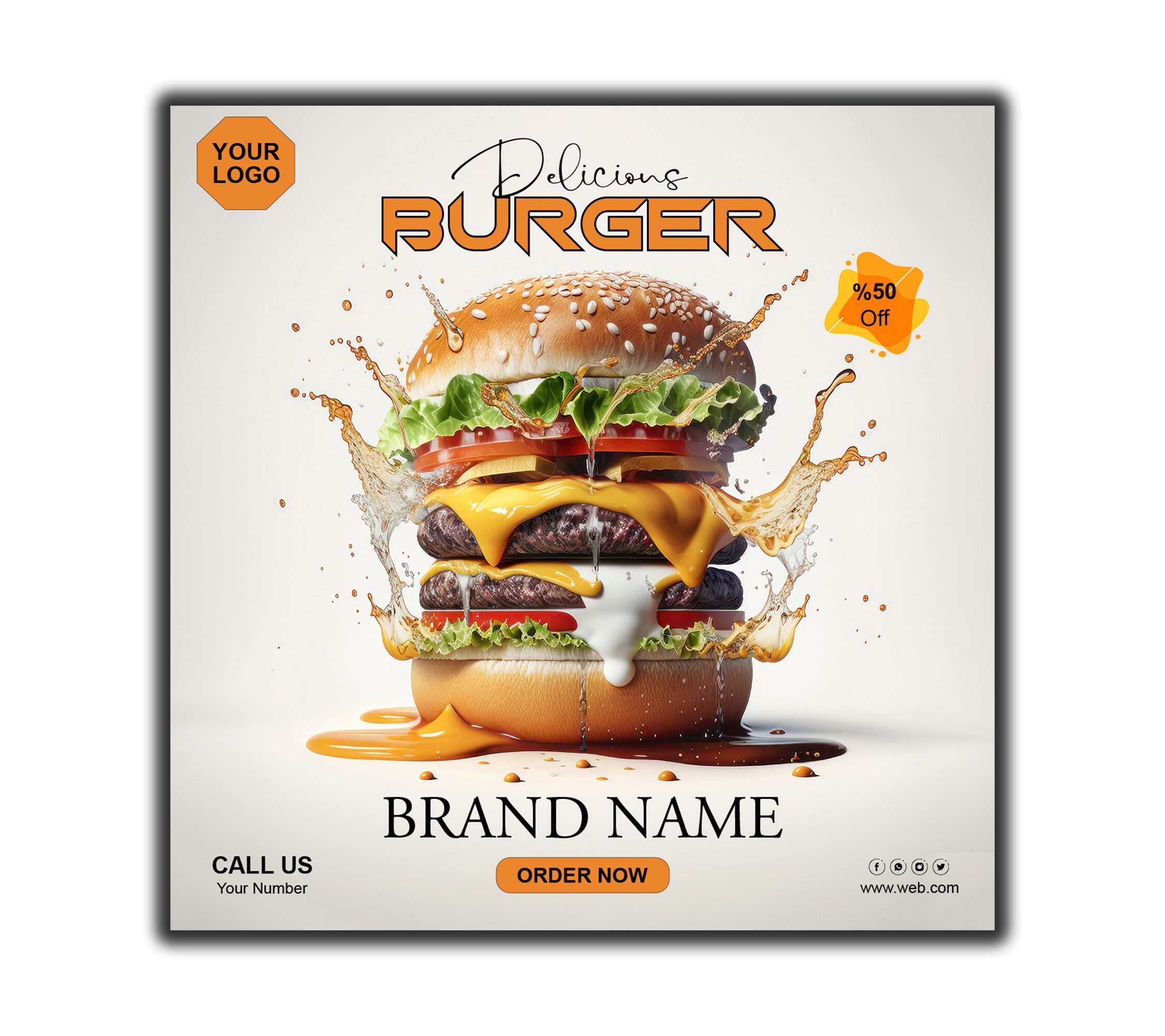 Burger Shop Flyer / Burger Fast Food Menu / Burger Marketing Social ...