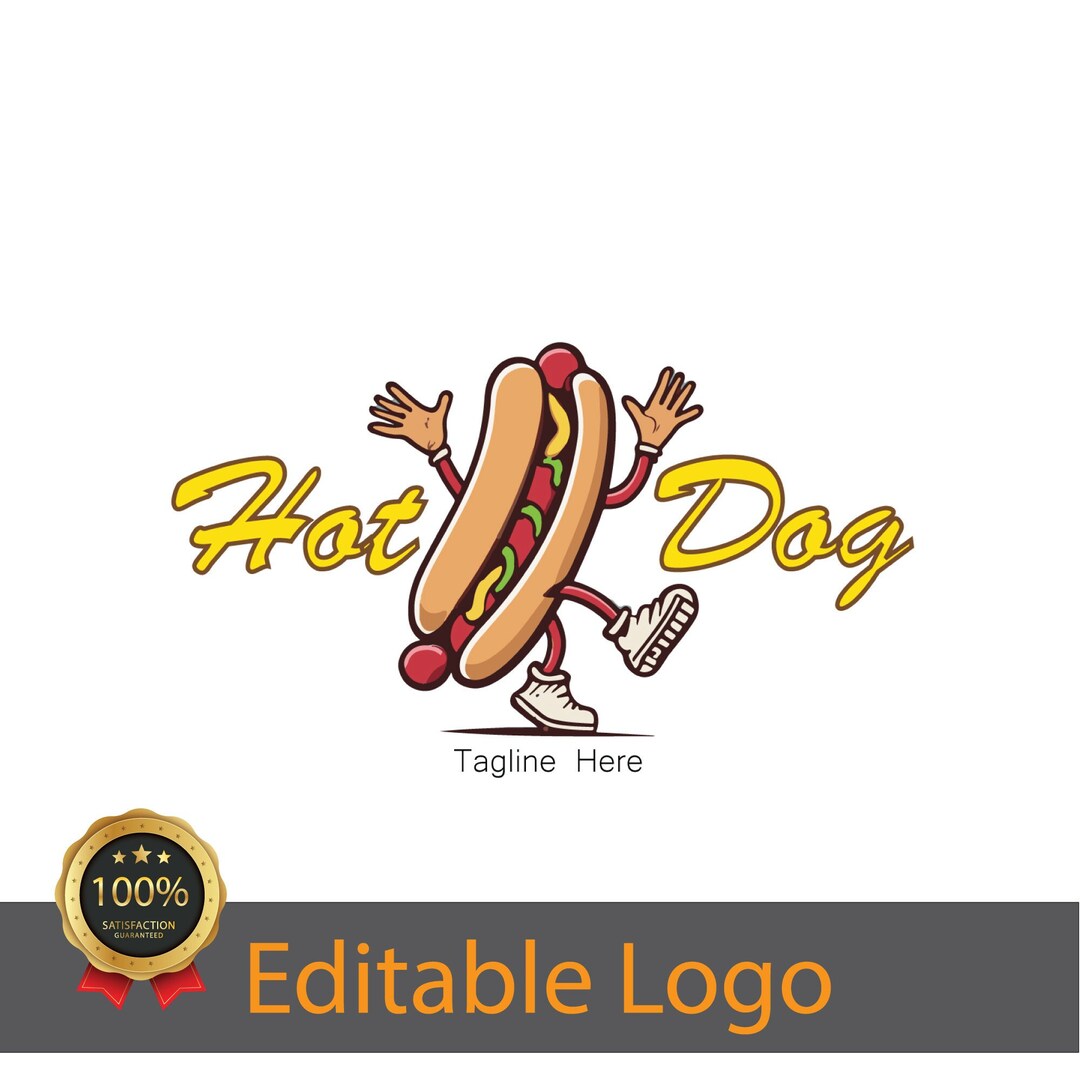 Editable Hot Dog Logo Design: Fast Food Restaurant Branding - Etsy