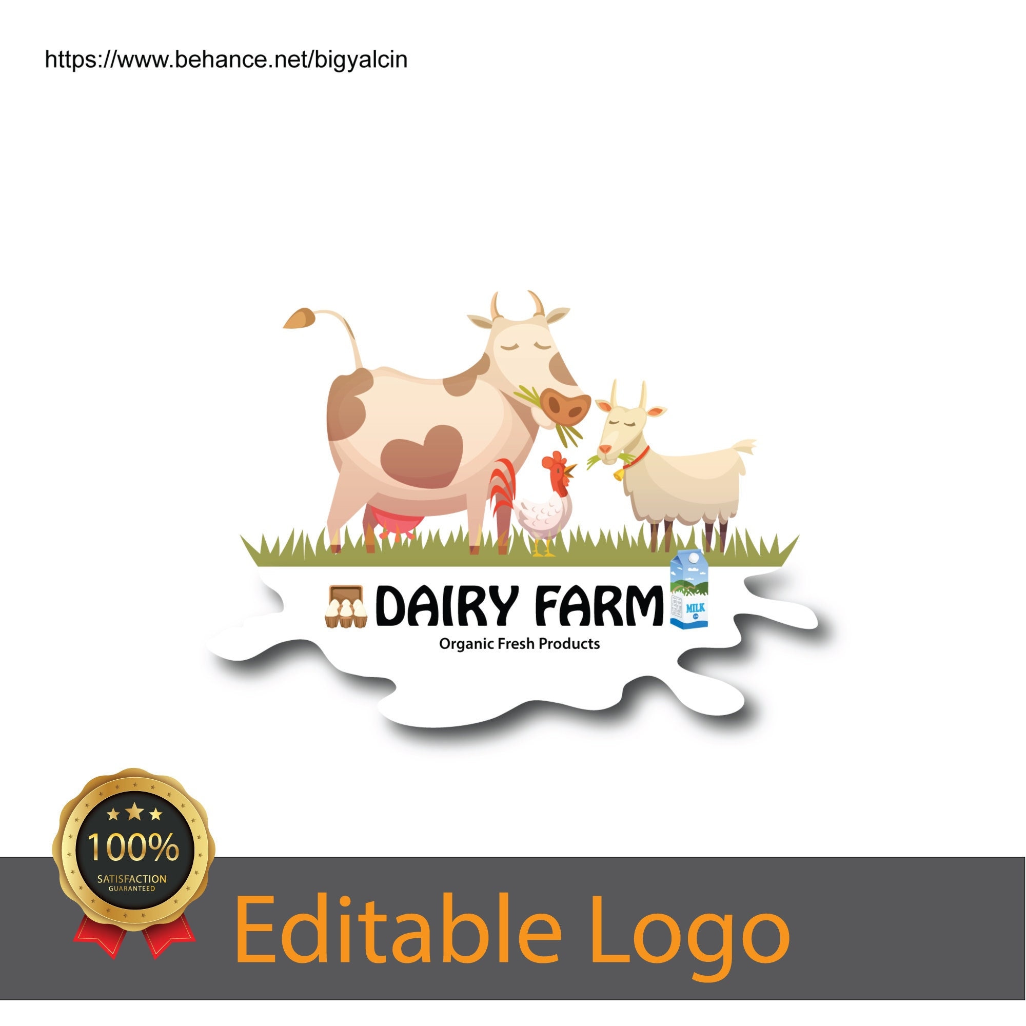 Elegant Dairy Logo / Cow With Sheep Logo / Dairy Farm Logo / Farmers ...