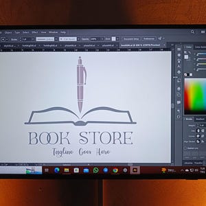 Custom Book Logo Design / Logo for Authors / Open Book and Pen Logo ...