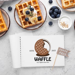 Elegant Waffle Logo: Dessert Cafe & Bakery Branding (digital Download ...