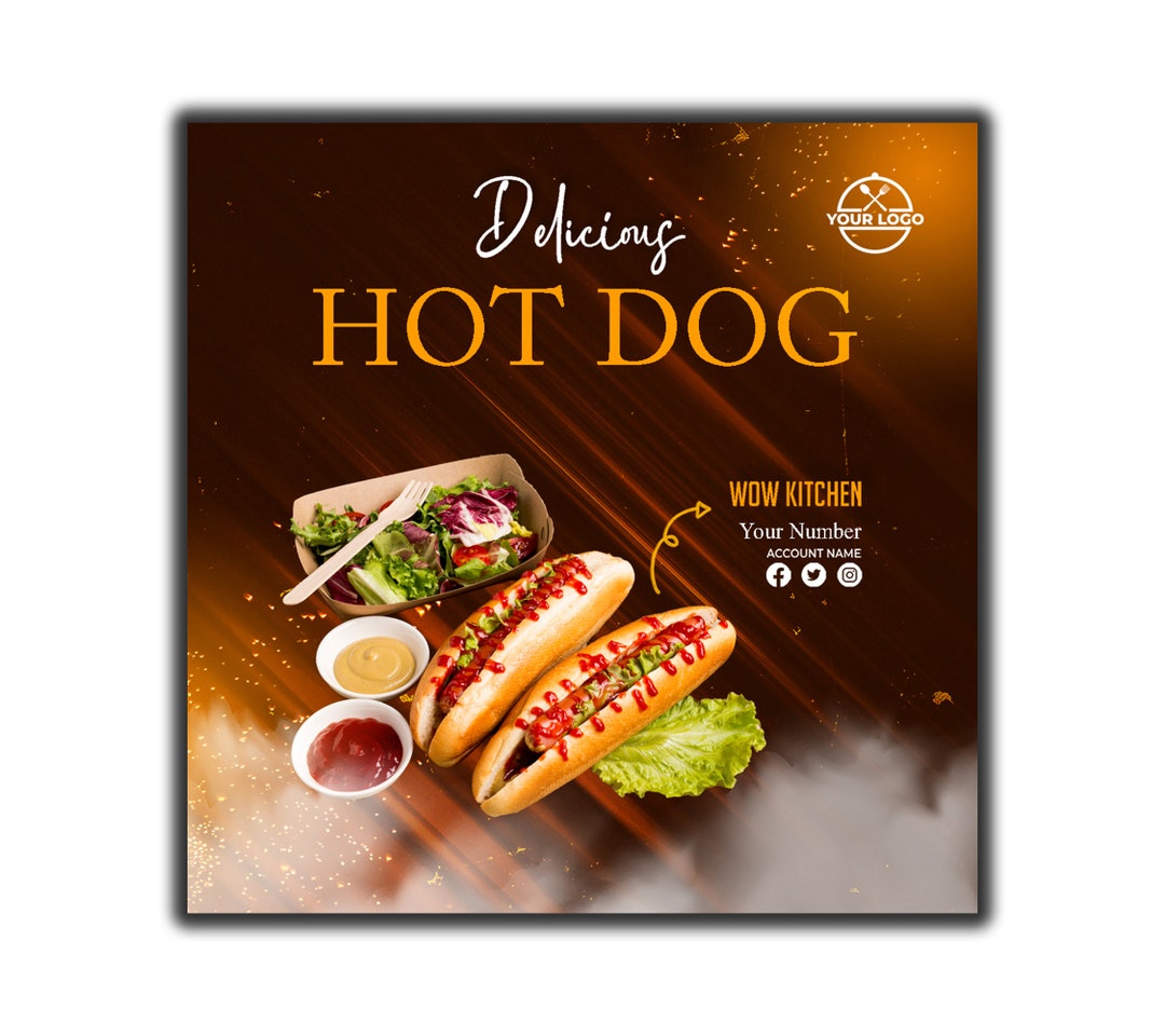 Hot Dog Flyer Design / Fast Food Instagram Post / Restaurant Social ...