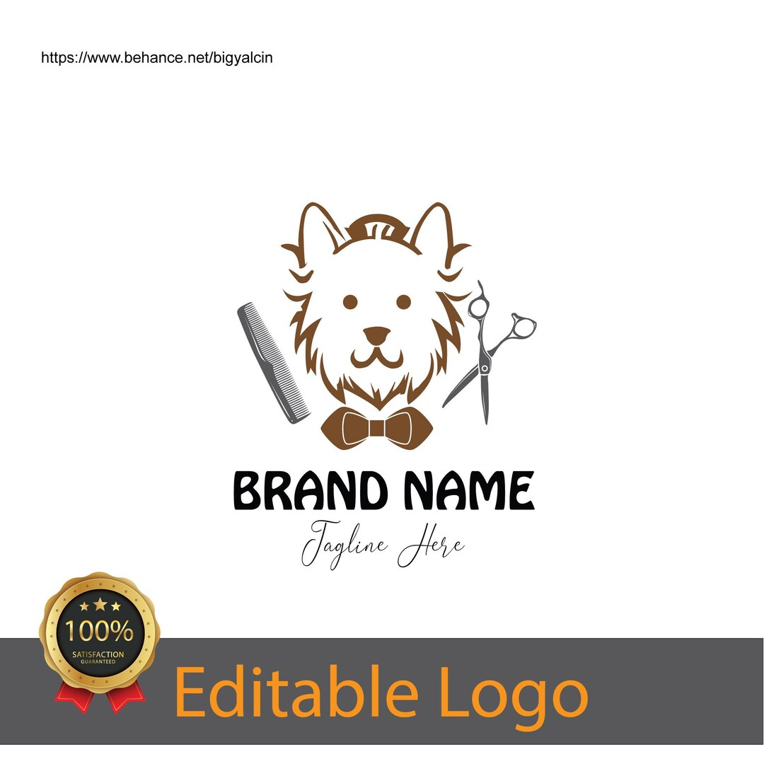 Pet Grooming Service Logo / Pet Groomer Logo Design / Cheerful Animal ...