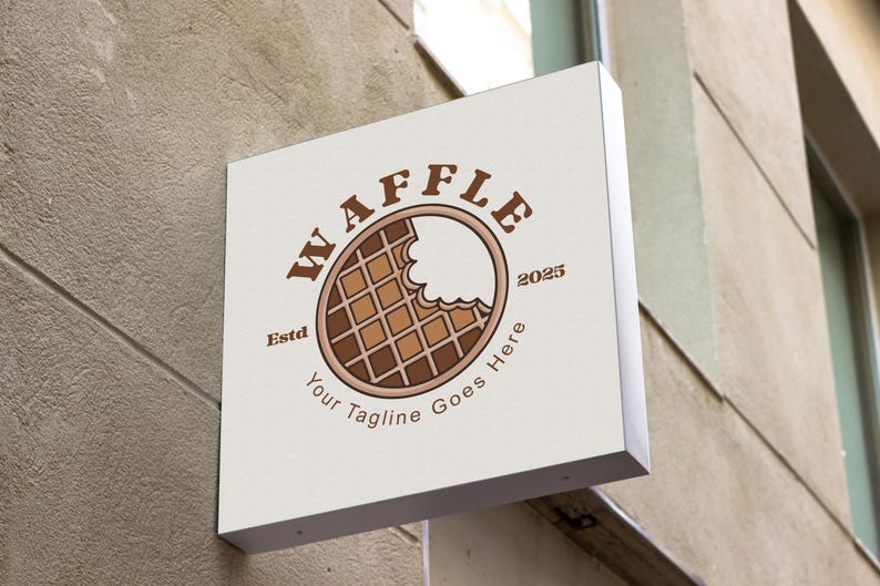 Elegant Waffle Logo – Perfect for Dessert Cafés & Bakeries / Premium ...