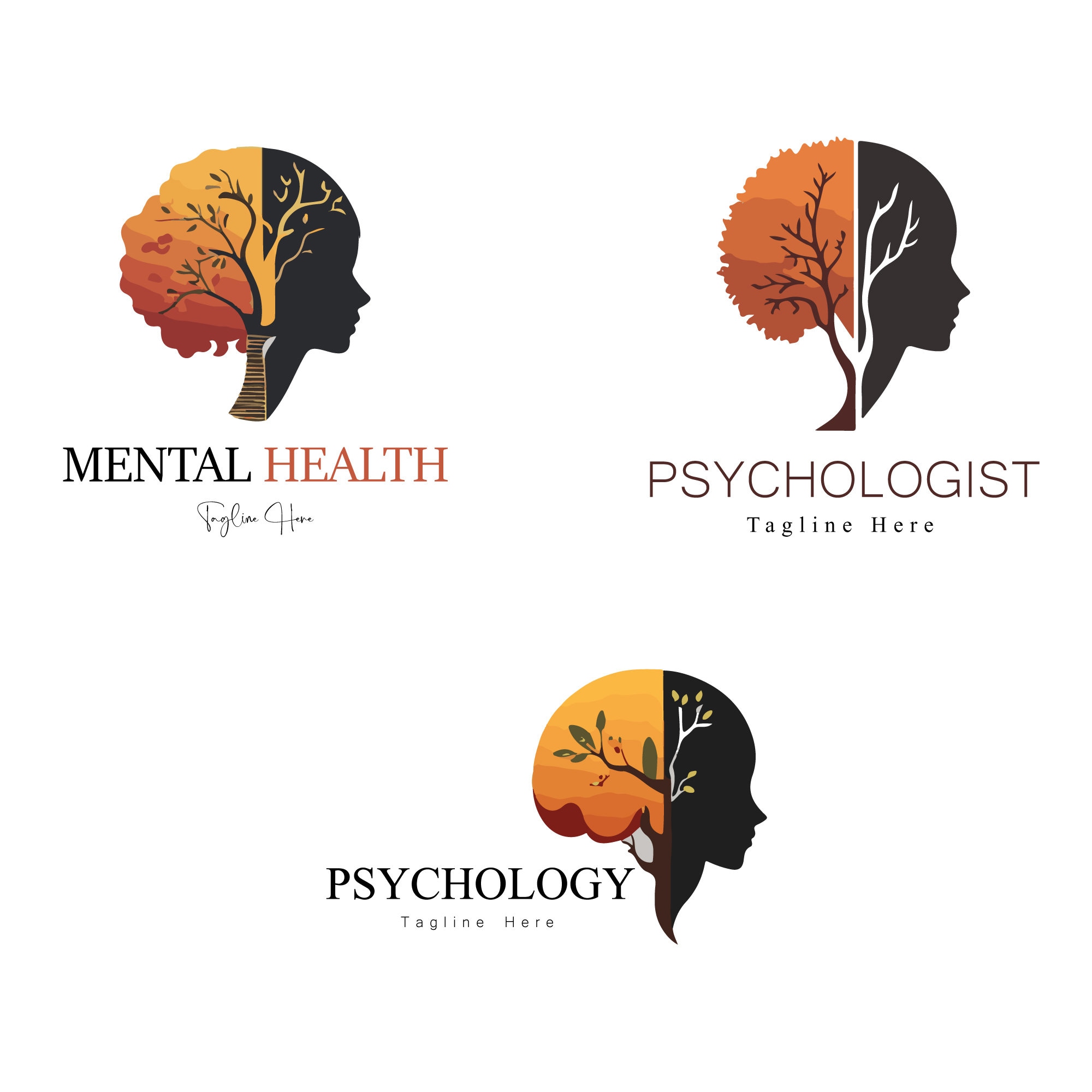 3 Alternatives Psychologist Logo Design / 3 Pieces Mental Health Logo ...