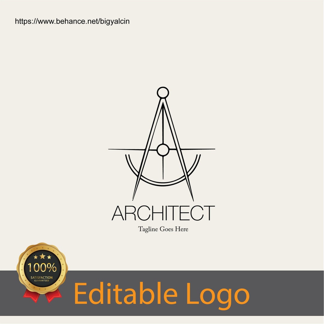 Custom Architect Logo With Compass Symbol - Branding Service / Elegant ...