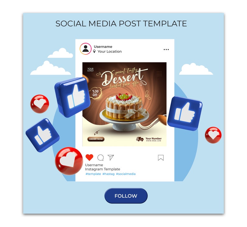 DIY Dessert Flyer / Cupcake Flyer Design / Cake Sale Instagram Post ...