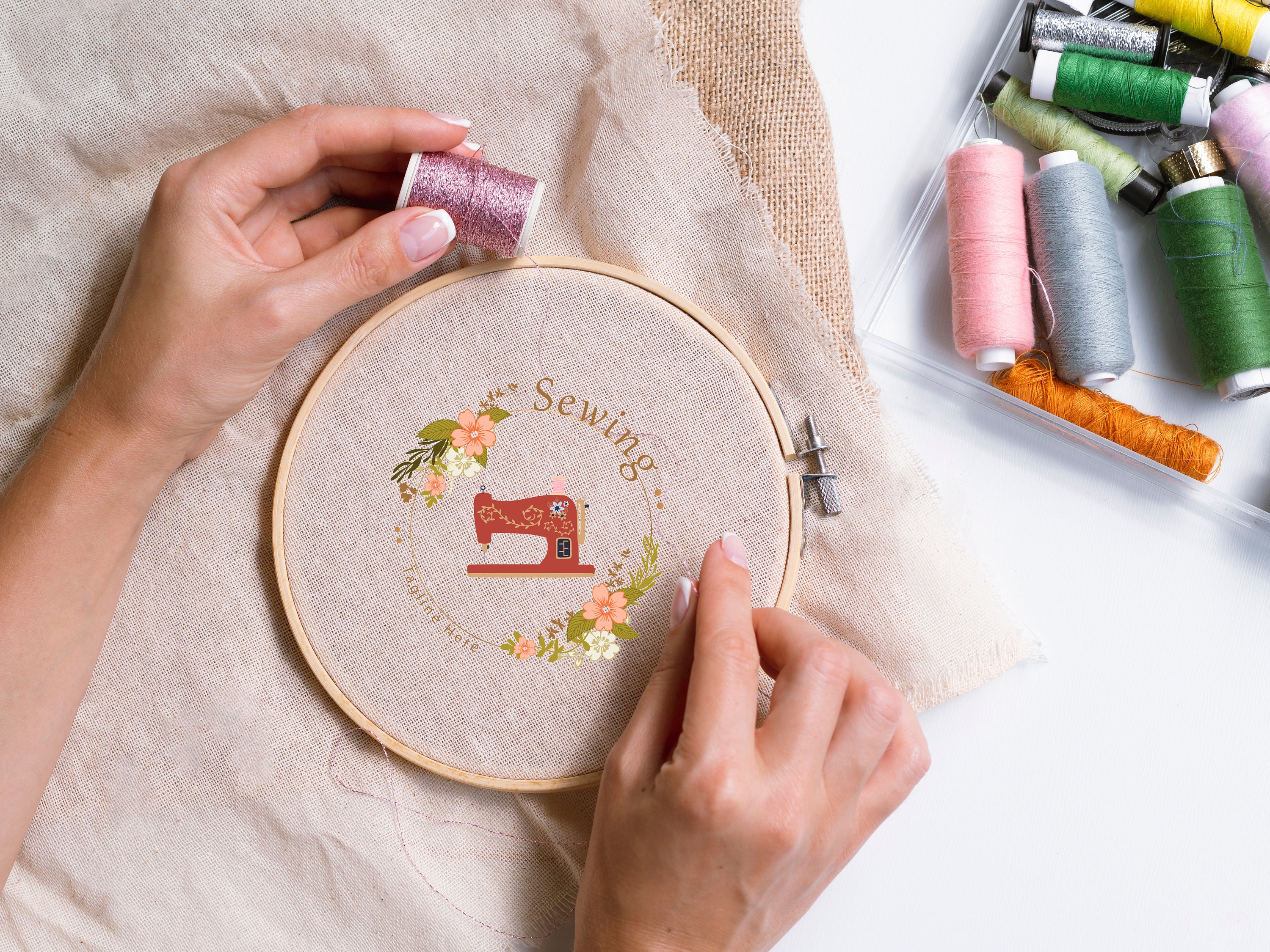 Sewing Logo Design / Editable Sewing Machine Logo / Tailor Logo ...