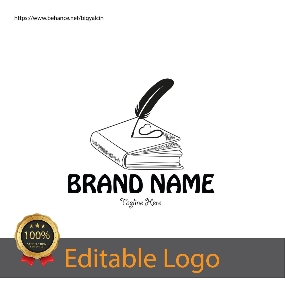 Book Logo Design / Book Shop Logo / Editable Book Store Logo / Blogger ...