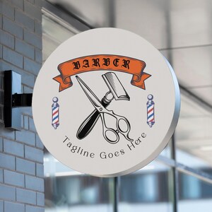 Stylish Barber Logo Design - Scissors & Razor Logo for Barber Shop ...