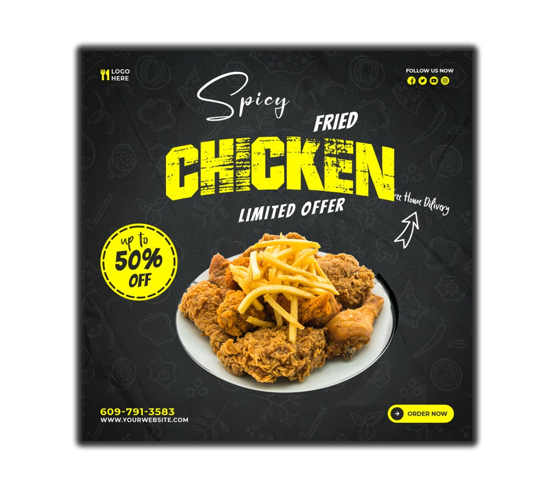 Diy Chicken Wings Flyer / Chicken Dinner Social Media Post / Chicken ...