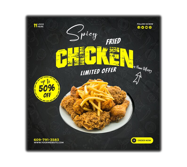 Diy Chicken Wings Flyer / Chicken Dinner Social Media Post / Chicken ...