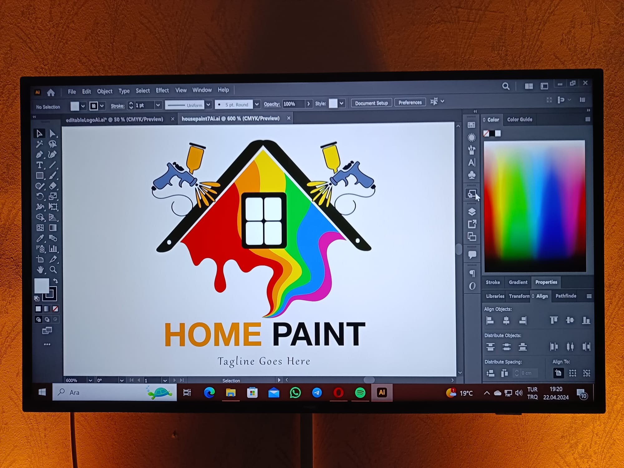 Custom House Painter Logo Design - Personalized Branding / Colorful Home Improvement Logo ...