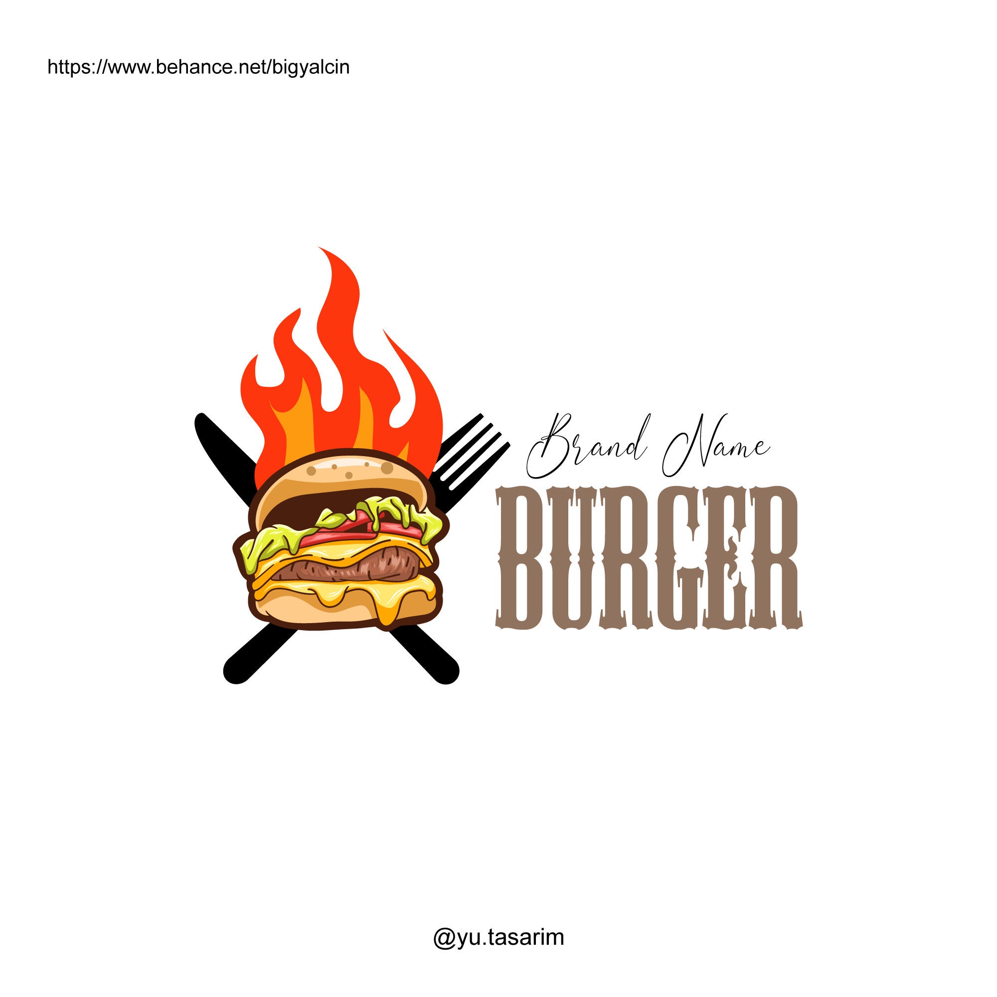 Burger Logo Design / Burger Shop Logo / Editable Fast Food Logo ...