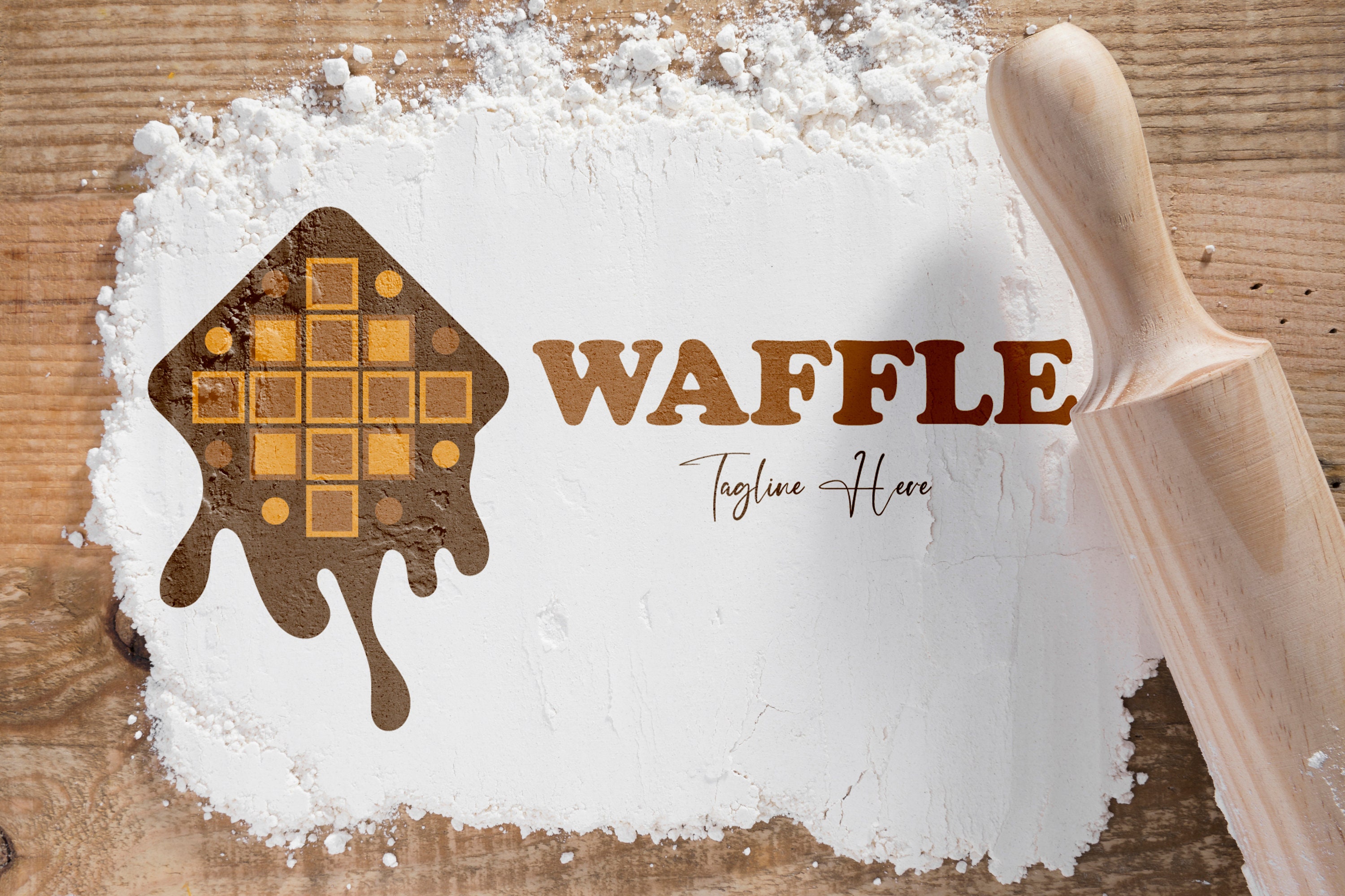 Waffle Logo Design / Editable Cake Logo / Waffle Shop Logo / Dessert ...