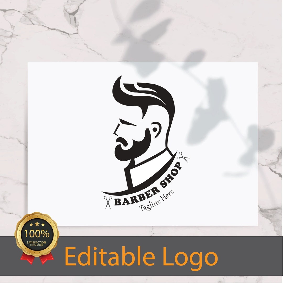 Editable Barber Logo / Barber Shop Logo Design / Mustache Logo ...
