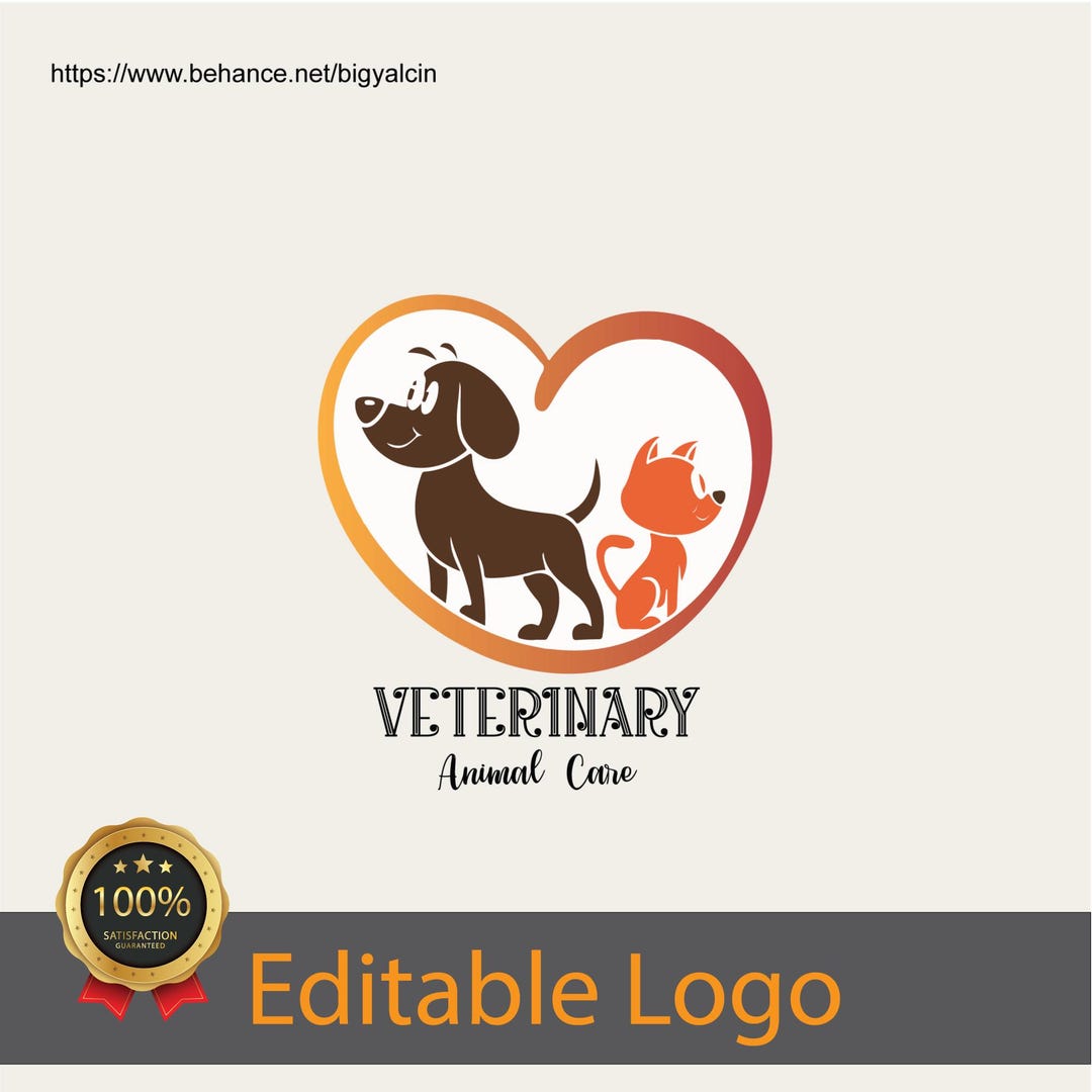 Editable Pet Shop Logo / Veterinary Logo Design / Cute Cat and Dog Logo ...