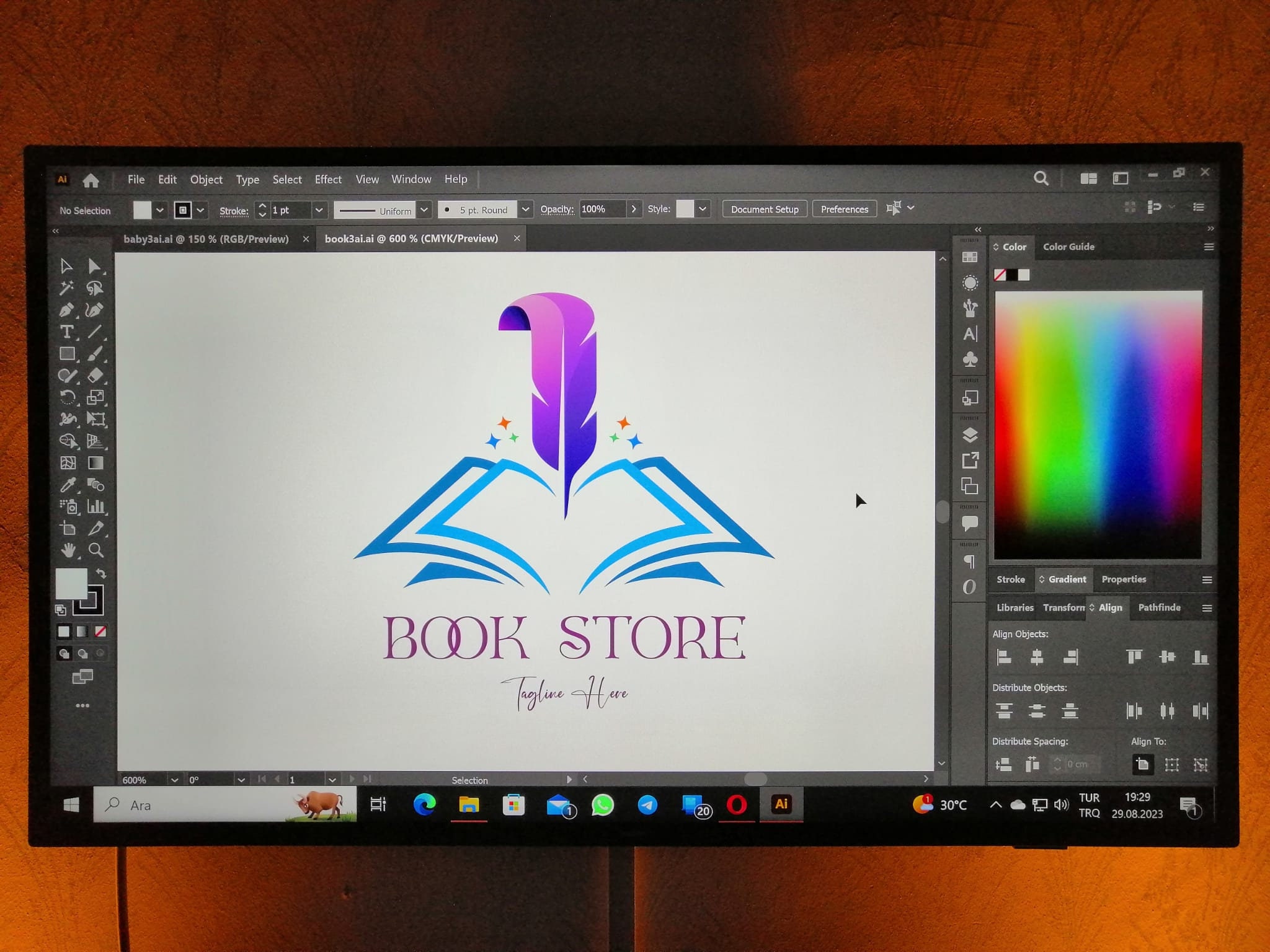 Premade Book Logo Design / Open Book Clipart / Editable Logo for Book ...