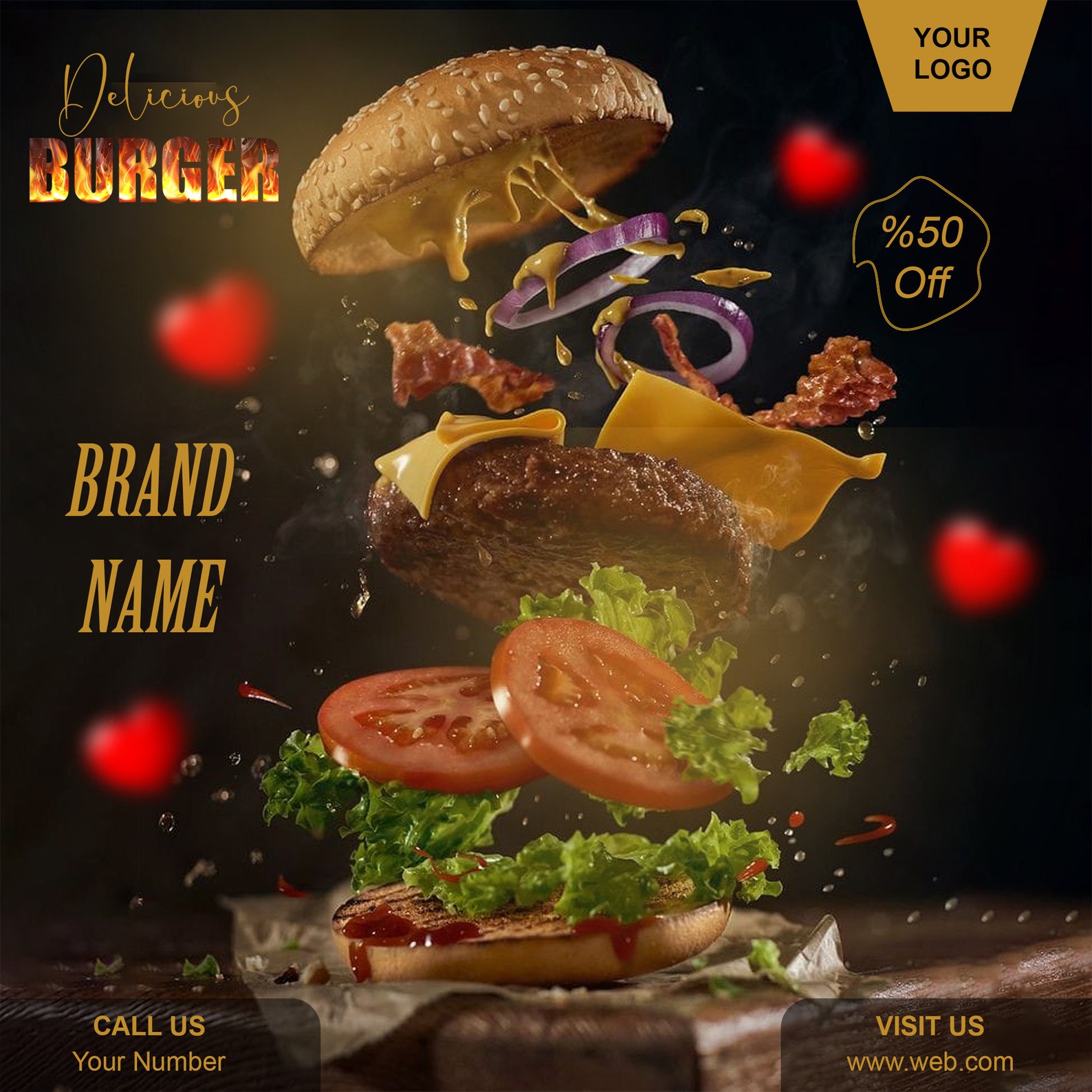 Burger Flyer Design / Burger Marketing Social Media / Burger Instagram ...