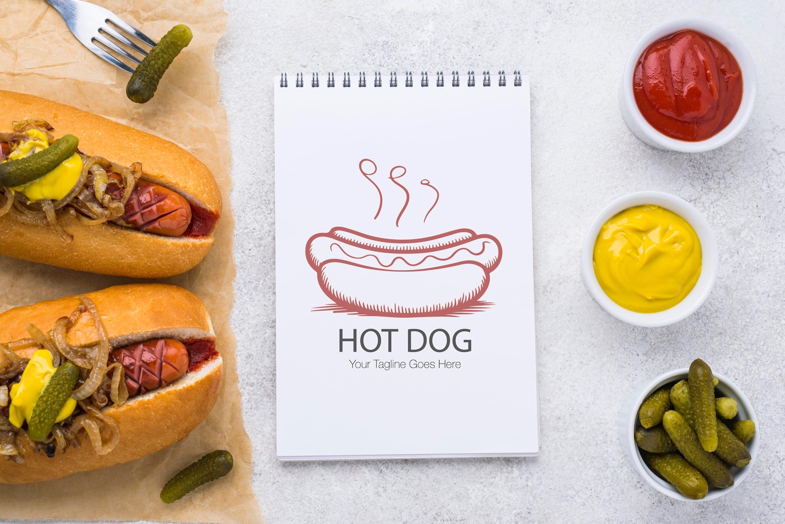 Hot Dog Logo Design: Editable Fast Food Branding - Etsy