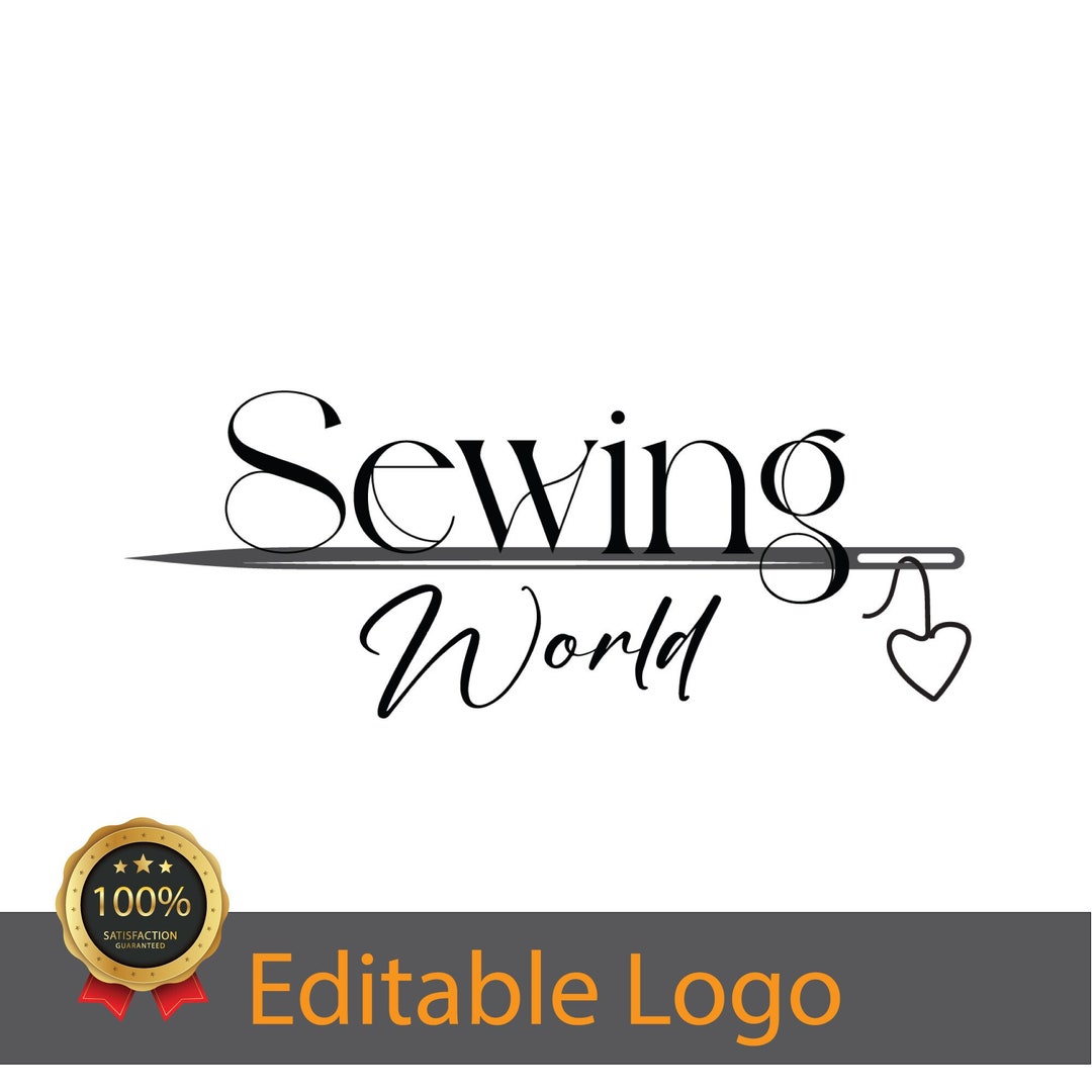 Sewing Logo Design / Editable Sewing Logo / Needle Logo With Hearth ...