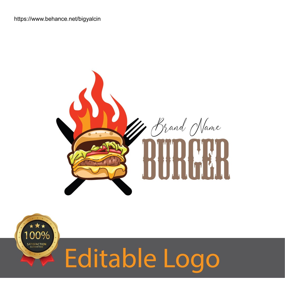 Burger Logo Design / Burger Shop Logo / Editable Fast Food Logo ...