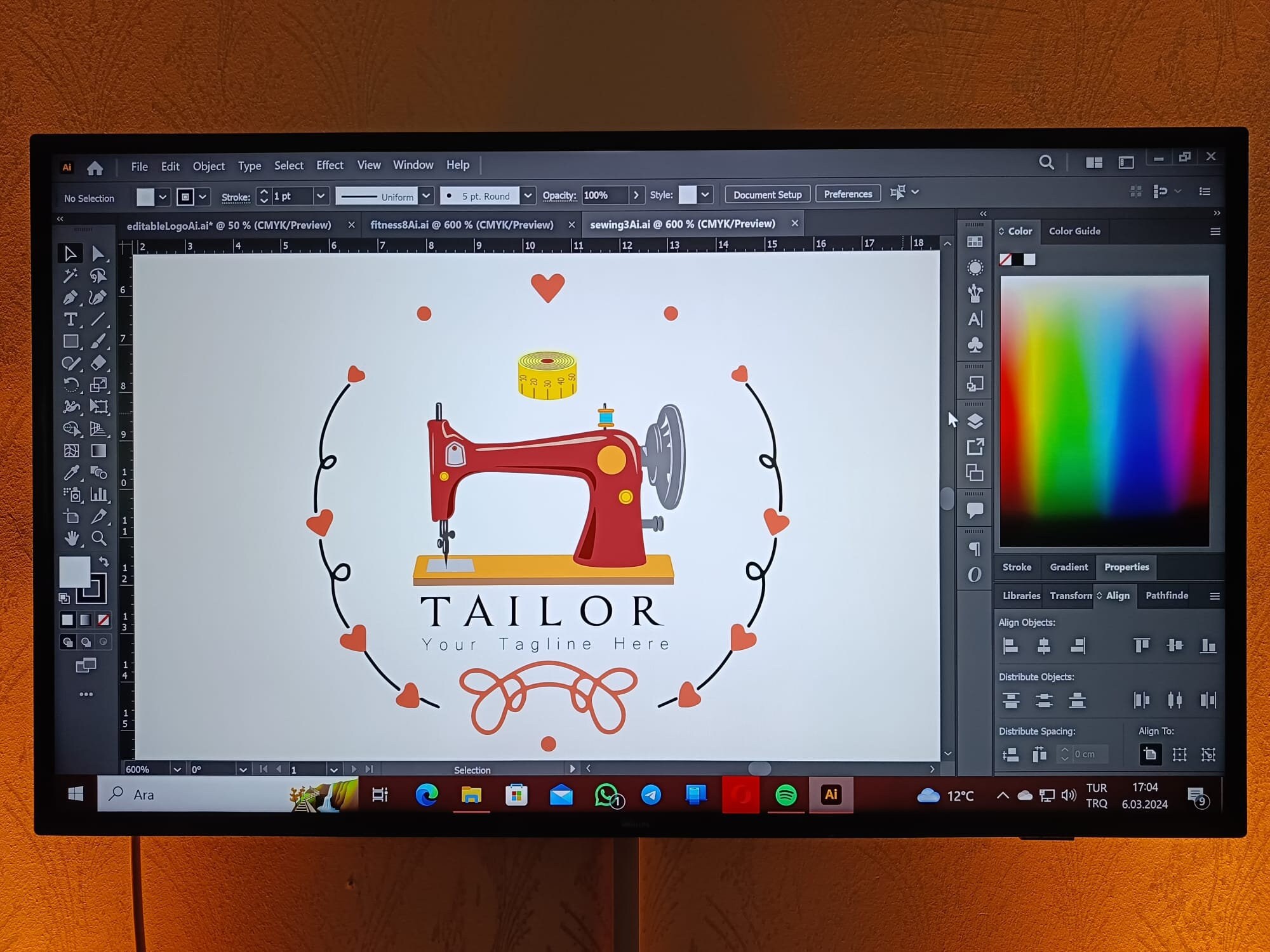 Custom Sewing Logo Design: Editable Tailor Branding (AI, PDF, JPG) - Etsy