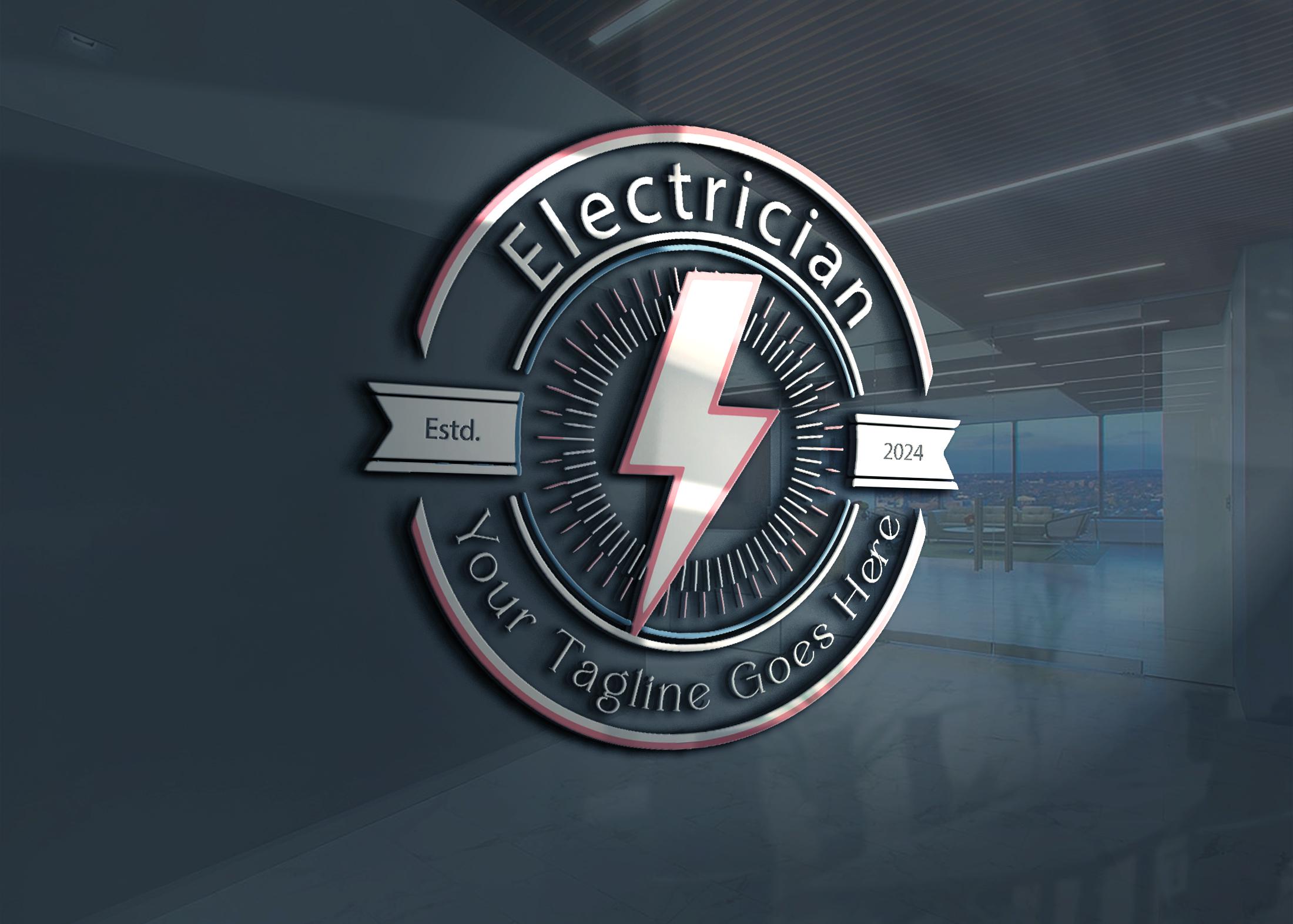 Electrician Logo Design: Stylish Thunder Sign (AI, PDF, JPEG) - Etsy