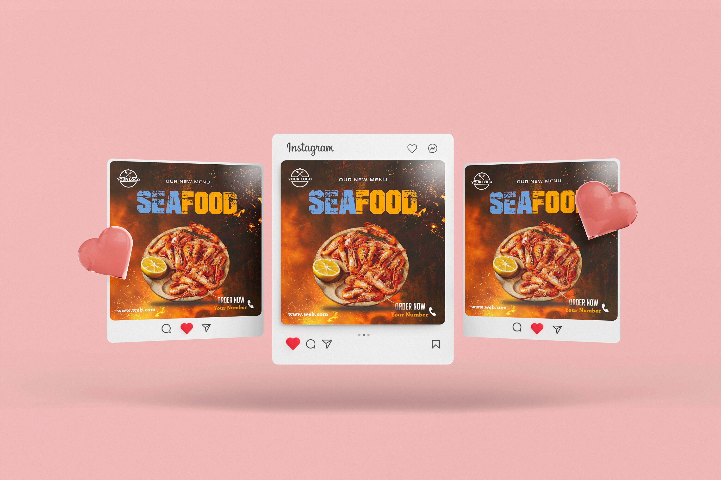Seafood Flyer / Seafood Restaurant Instagram Post / Special Seafood ...