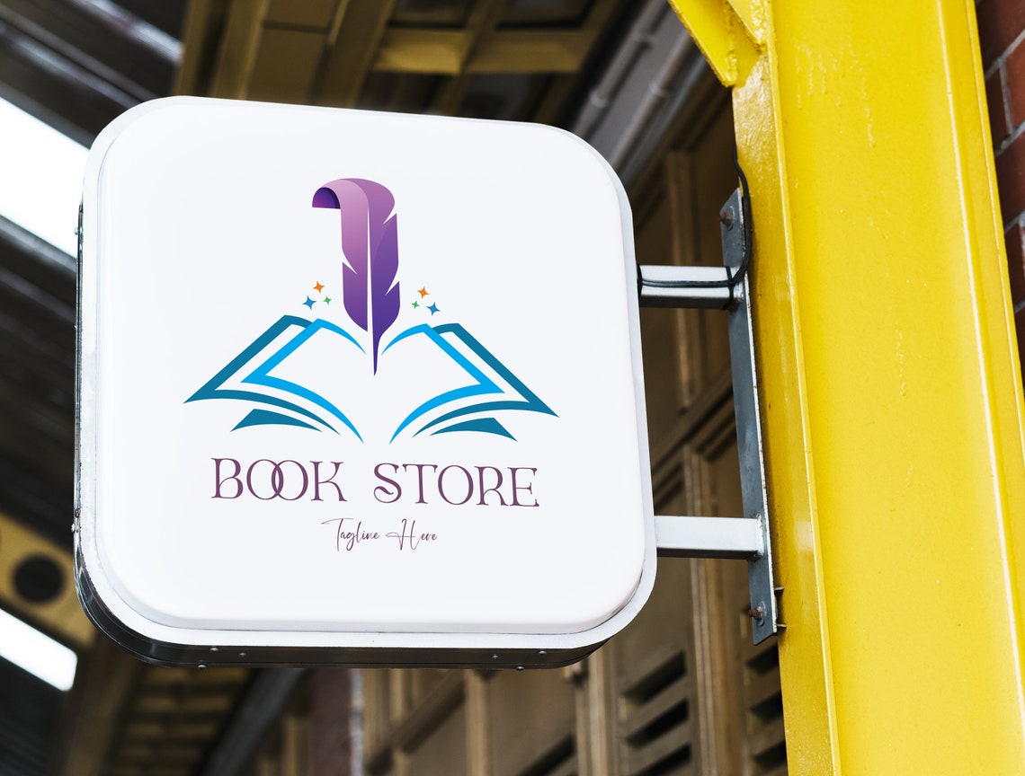 Premade Book Logo Design / Open Book Clipart / Editable Logo for Book ...