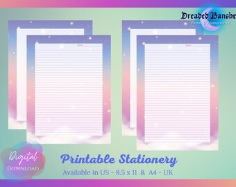 Rainbow Dream Stars Printable Stationery Digital Download - Etsy