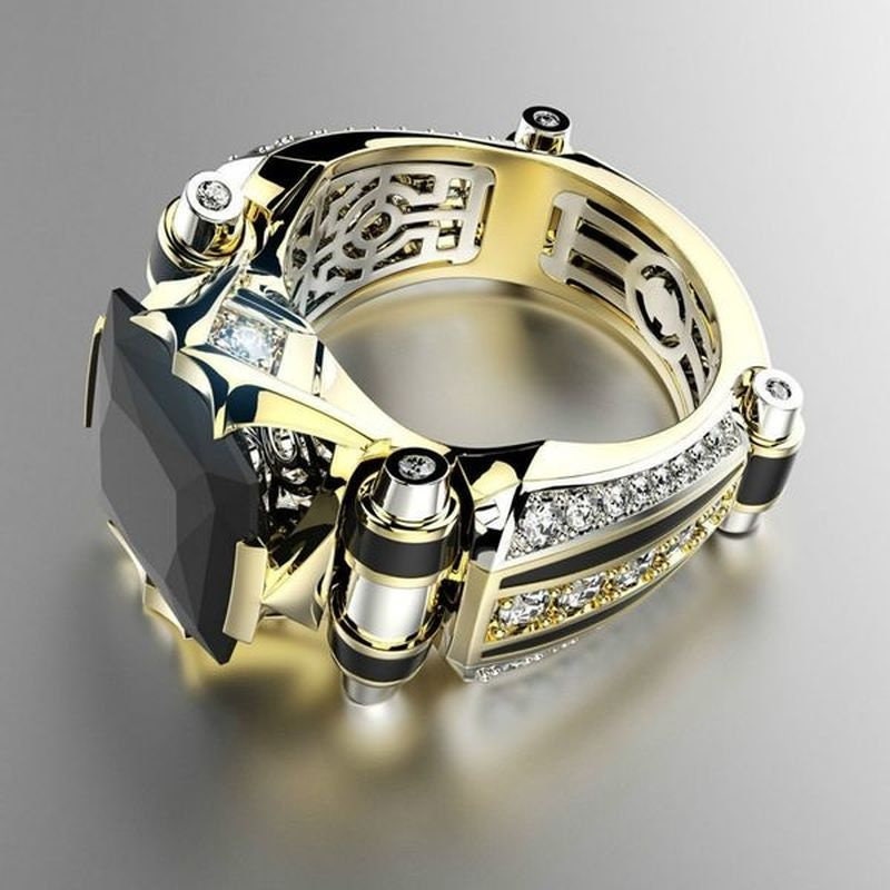 Luxury Mens Jewellery Ring, Gothic Stainless Steel Ring, Gold Colour ...