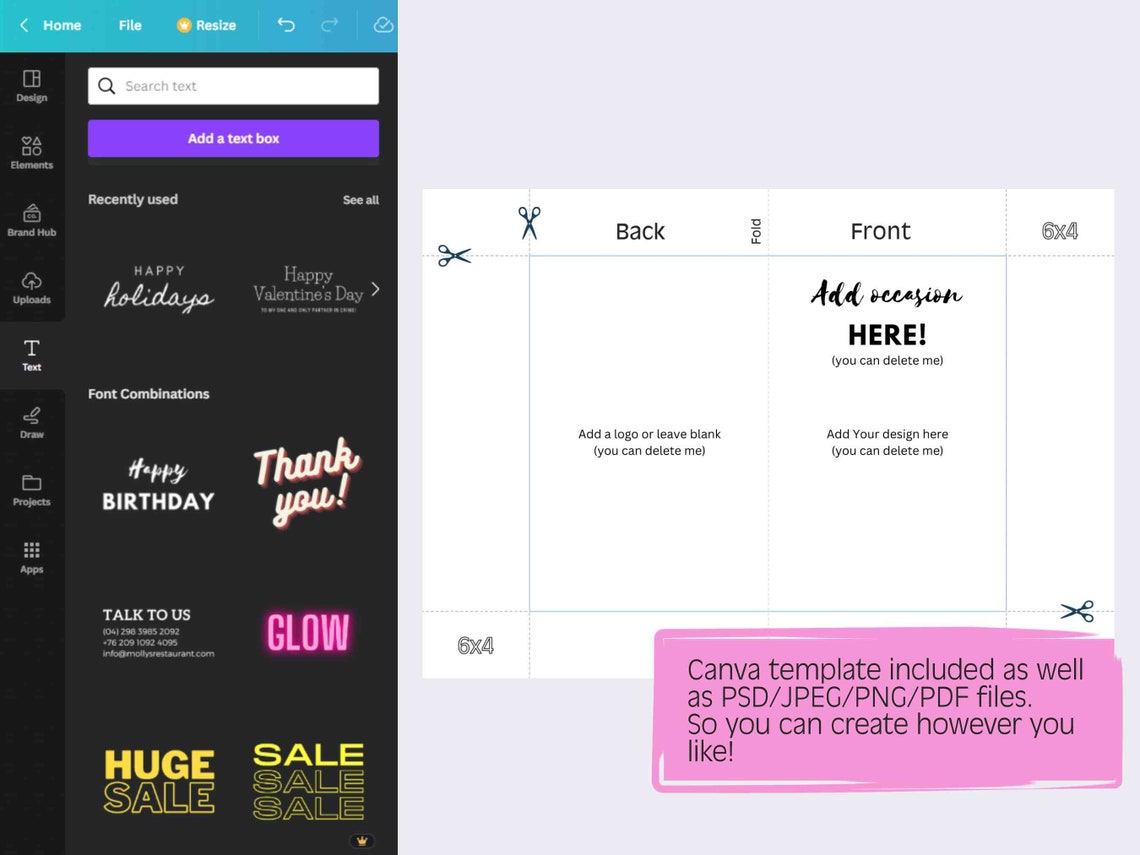 Create Your Own Custom Greetings Cards Drag and Drop - Etsy