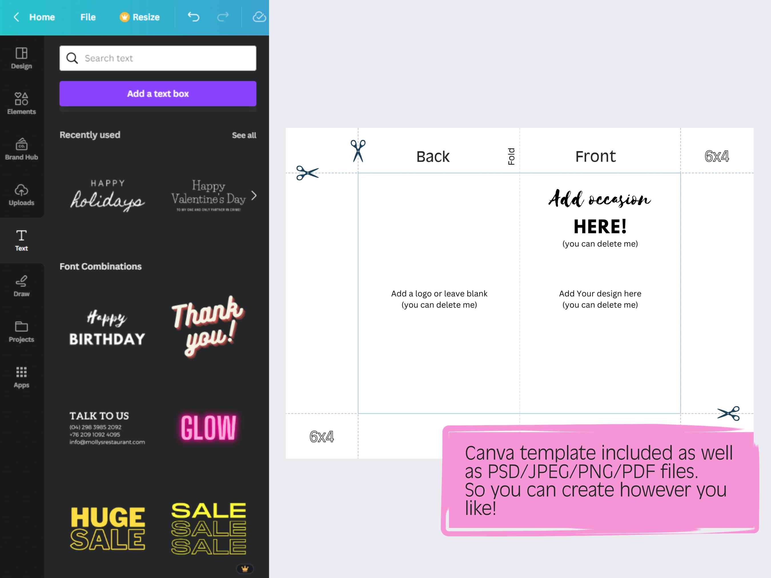 Create Your Own Custom Greetings Cards | Drag and Drop Template | 6x4 ...