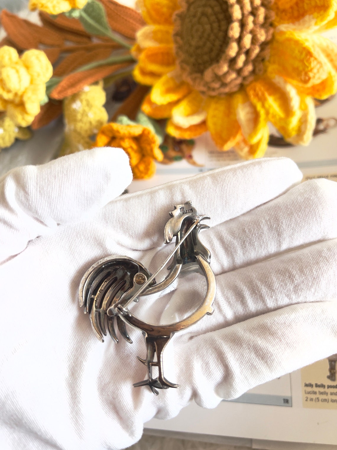 Vintage| Signed Trifari 1940s Original Jelly Belly Book Piece, Rooster ...