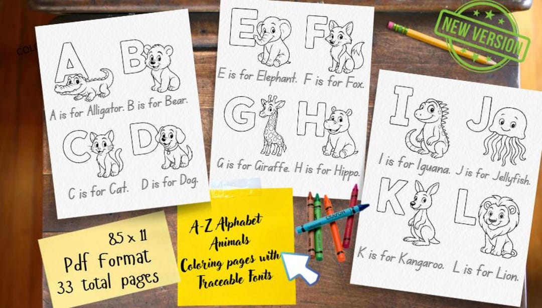 A to Z Animal Alphabet Coloring Pages for Kids | Printable Preschool ...