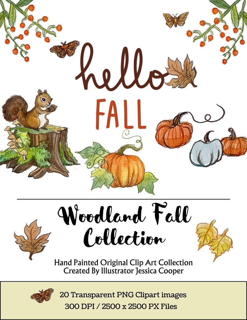 Woodland Fall Clipart Images - Autumn Nature Inspired Art PNG Files ...