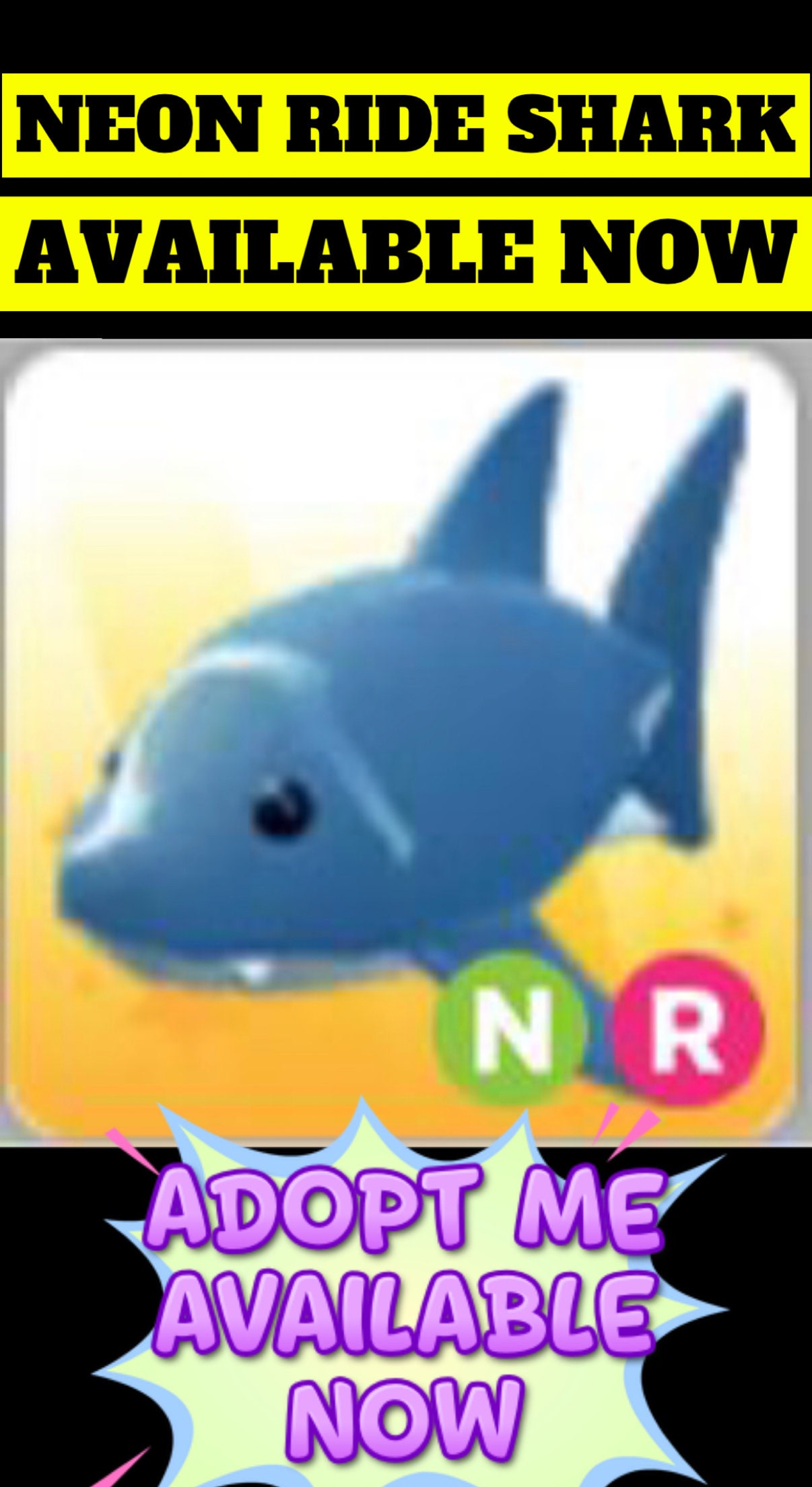 Neon Ride Shark Adopt Me Roblox receive Same Day Virtual Pet - Etsy
